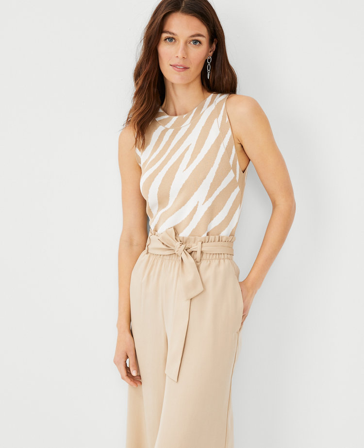 Zebra Jacquard Halter Sweater Shell