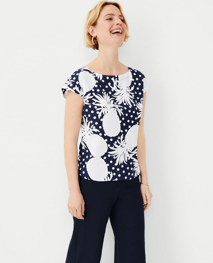 Pineapple Linen Blend Gusset Tee