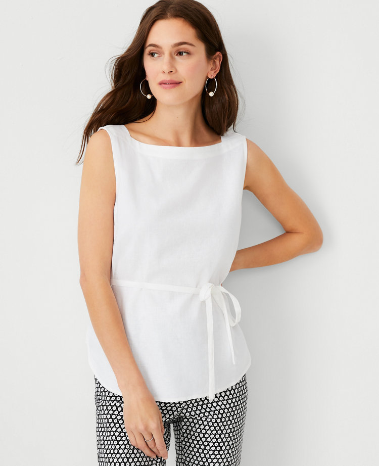 Linen Blend Belted Gusset Tee