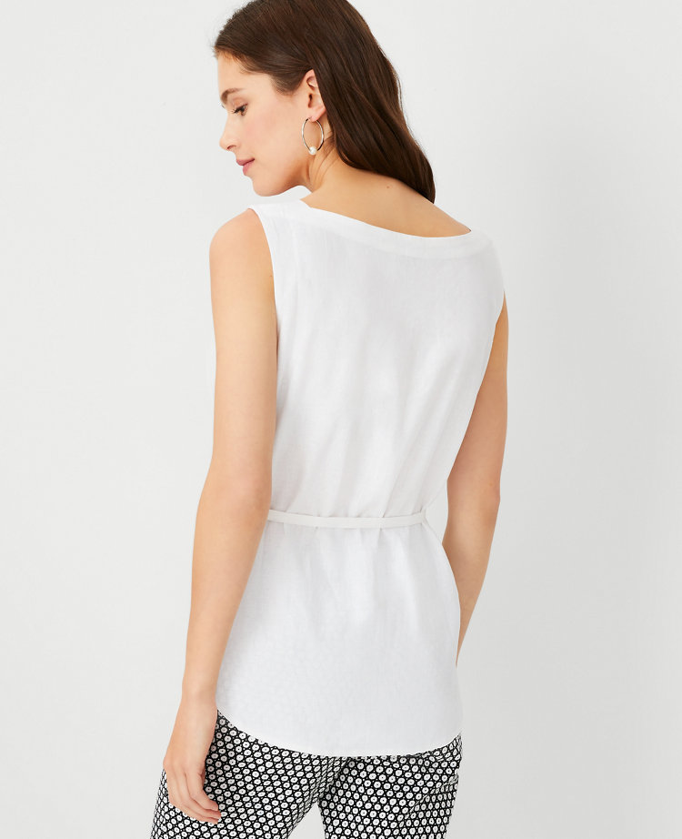 Linen Blend Belted Gusset Tee