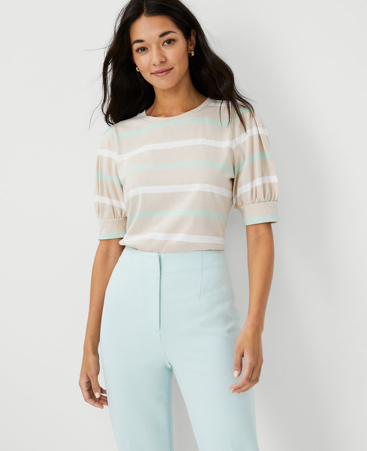 Striped Puff Sleeve Tee