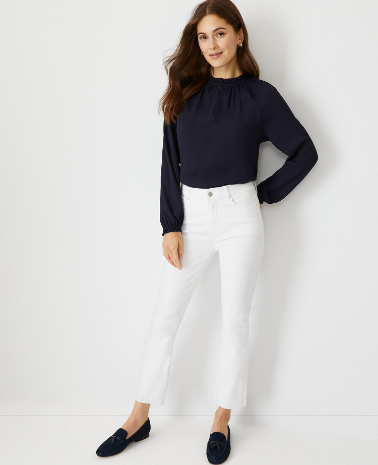 Petite Sculpting Pocket High Rise Boot Crop Jeans in White