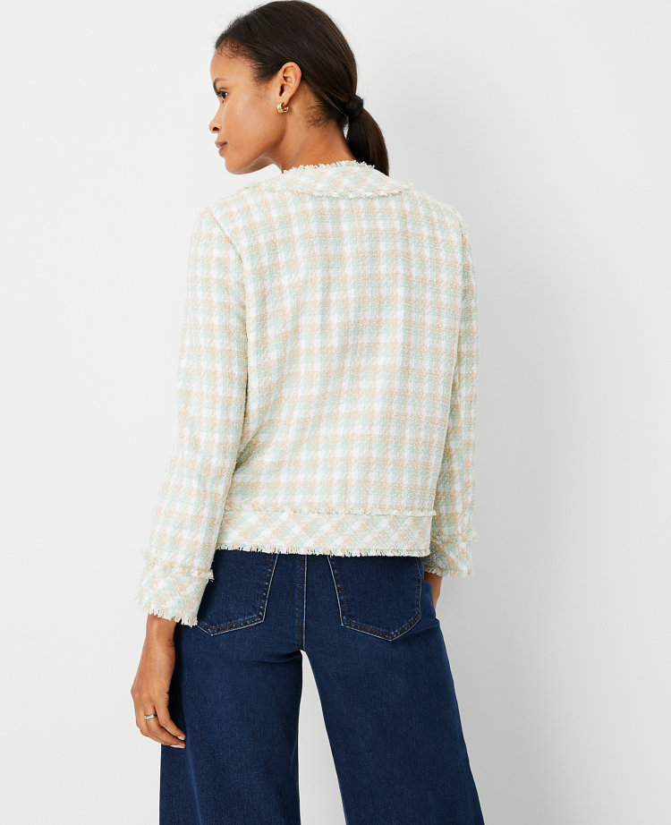 Petite Framed Fringe Tweed Jacket