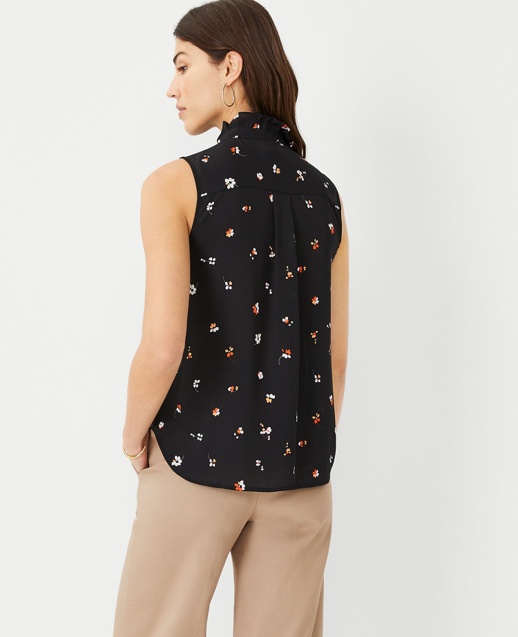 Floral Ruffle Pintucked Popover Shell