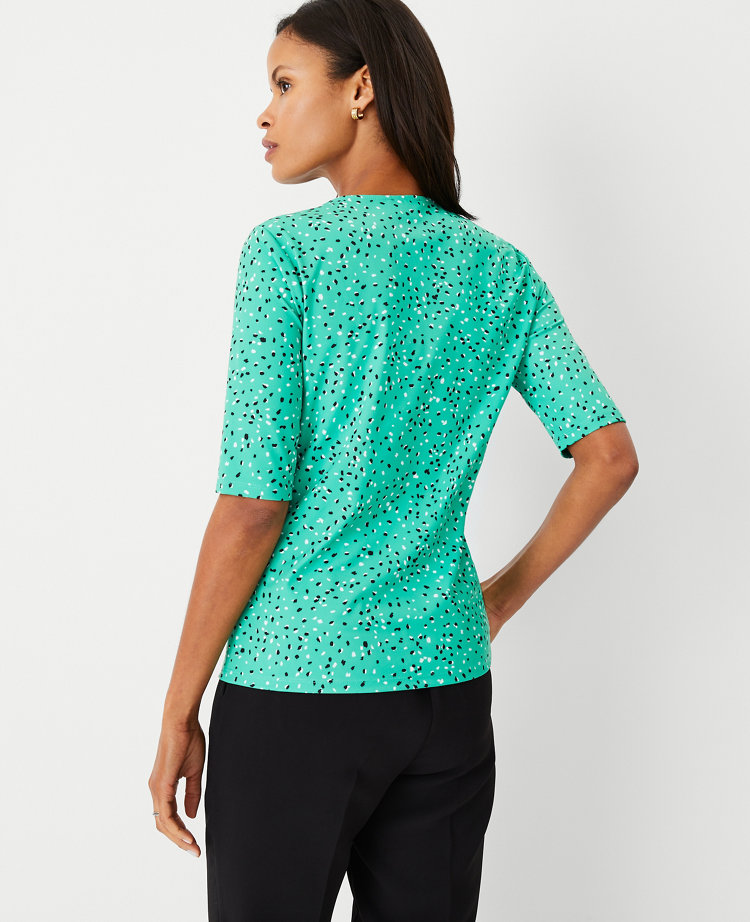 Petite Flecked Refined Stretch Envelope Neck Top