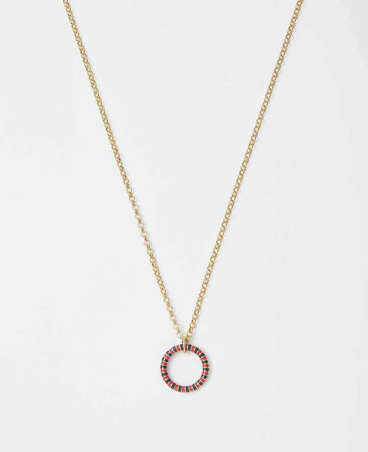 Striped Enamel Pendant Necklace