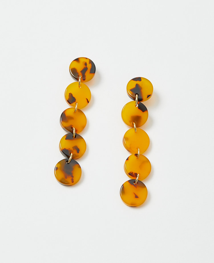 Tortoiseshell Print Disc Drop Earrings