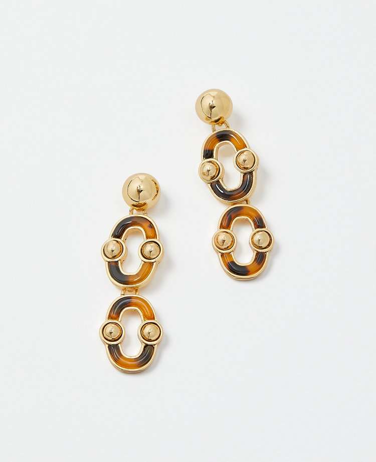 Tortoiseshell Print Half Dome Drop Earrings