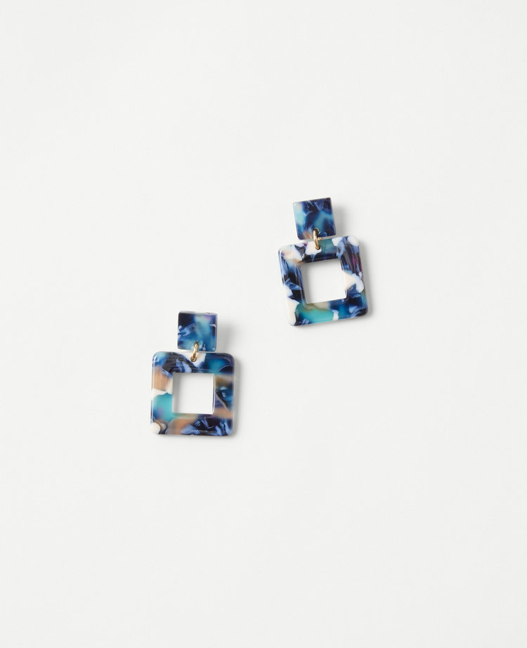 Tortoiseshell Print Square Drop Earrings