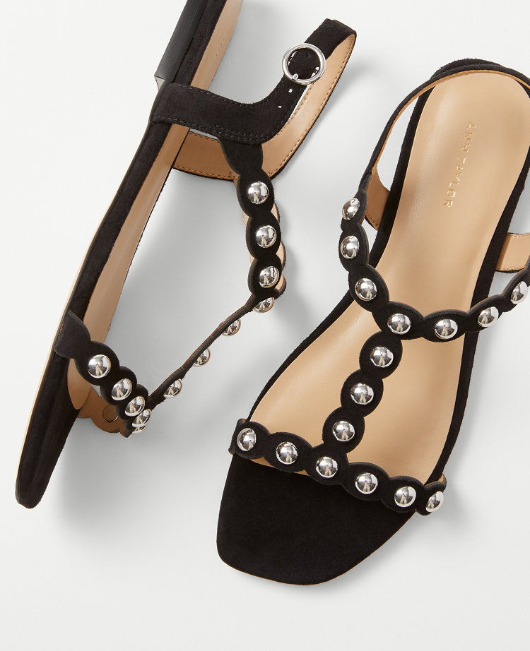Studded Suede Flat Sandals