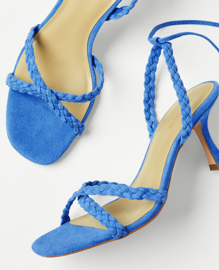 Braided Suede Ankle Wrap Sandals