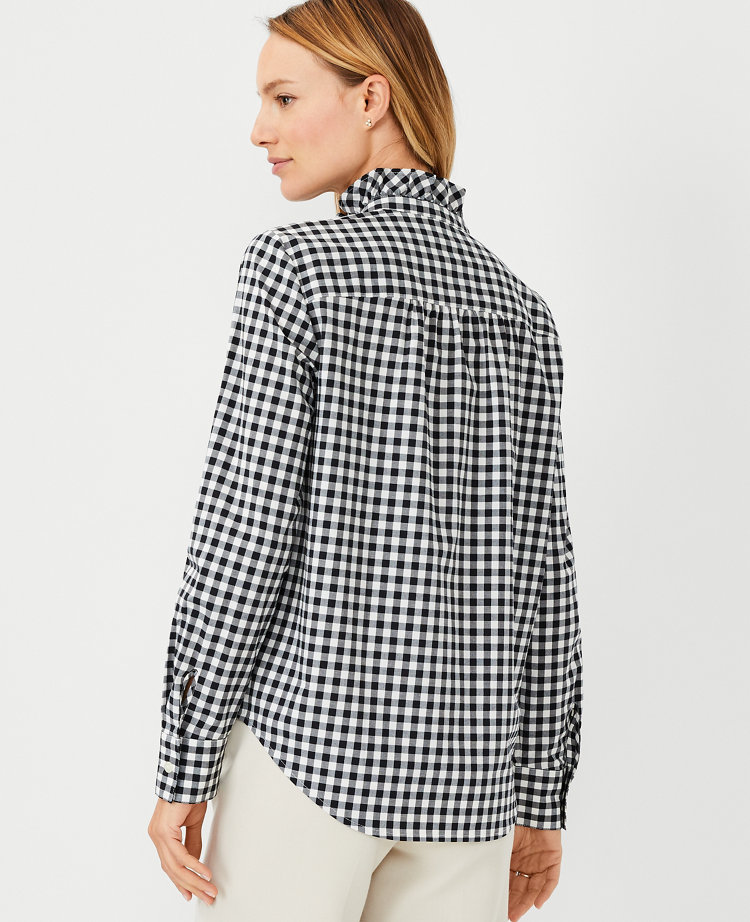 Petite Gingham Ruffle Shirt
