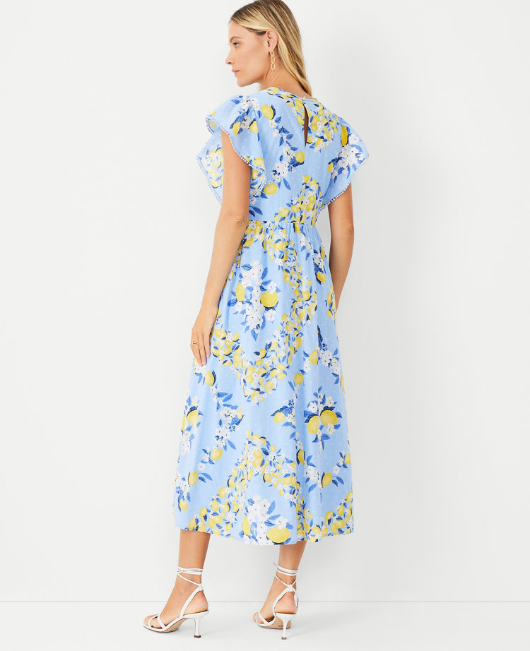 Tall Lemon Ruffle Sleeve Maxi Dress