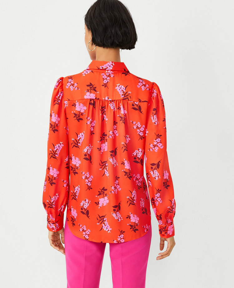 Floral Collared Button Down Blouse