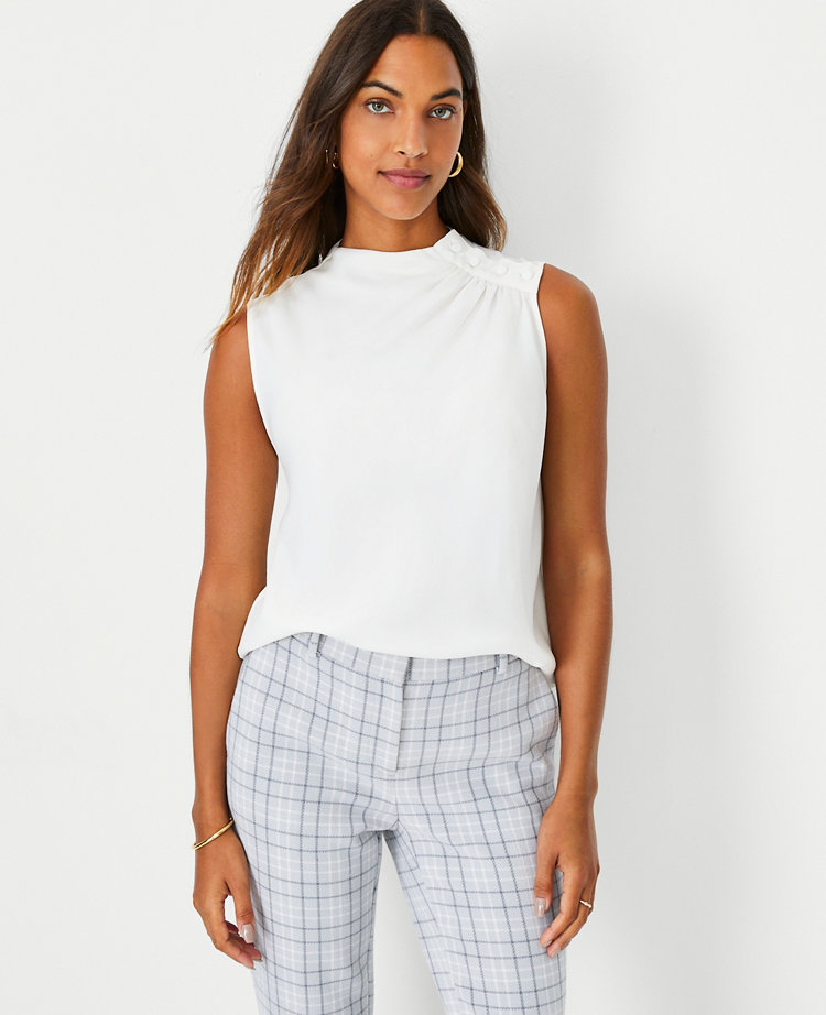 Draped Shoulder Button Shell