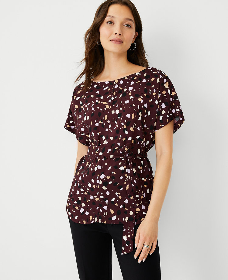 Swirly Spot Belted Dolman Top