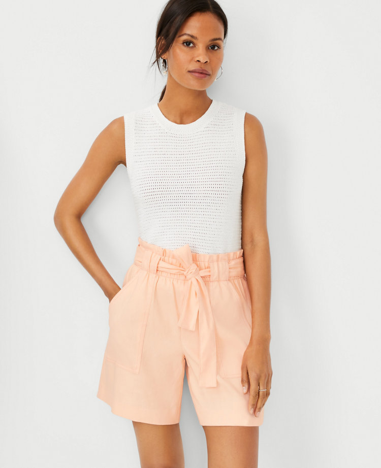 The Petite Tie Waist Short in Linen Blend