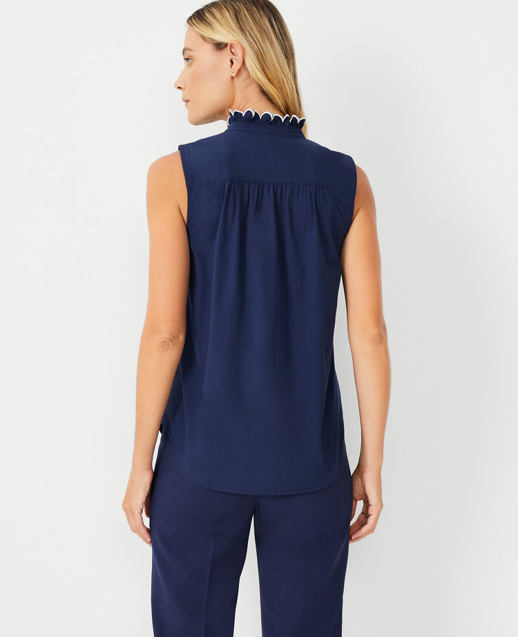 Petite Contrast Trim Ruffle Shell