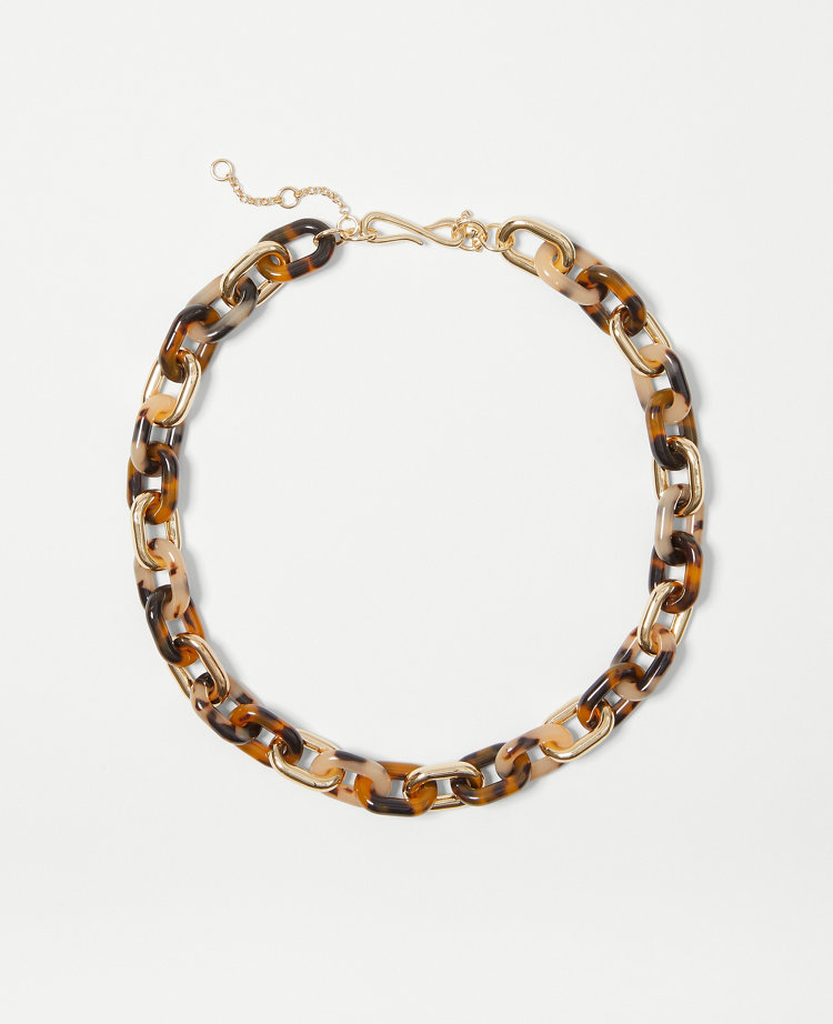 Tortoiseshell Print Chain Link Necklace