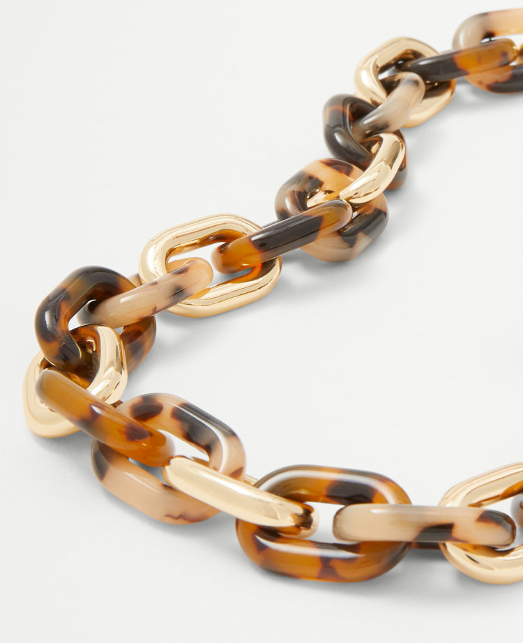 Tortoiseshell Print Chain Link Necklace
