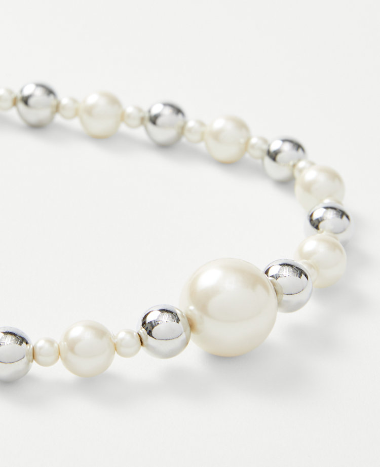 Pearlized Metal Bead Statement Necklace