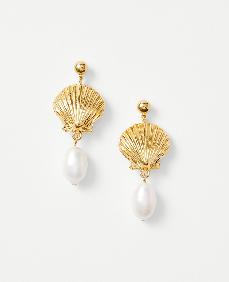 Pearlized Metal Shell Drop Earrings