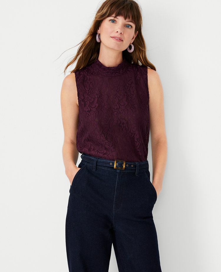 Lace Mock Neck Shell