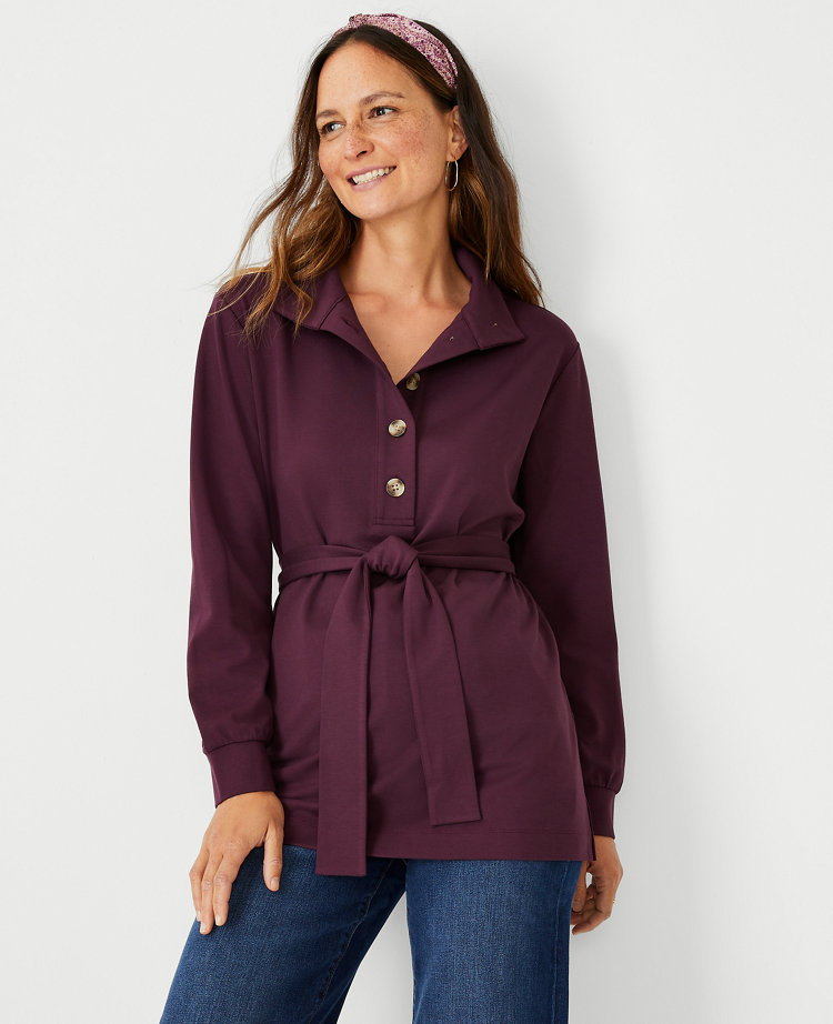 Tie Waist Mock Neck Tunic