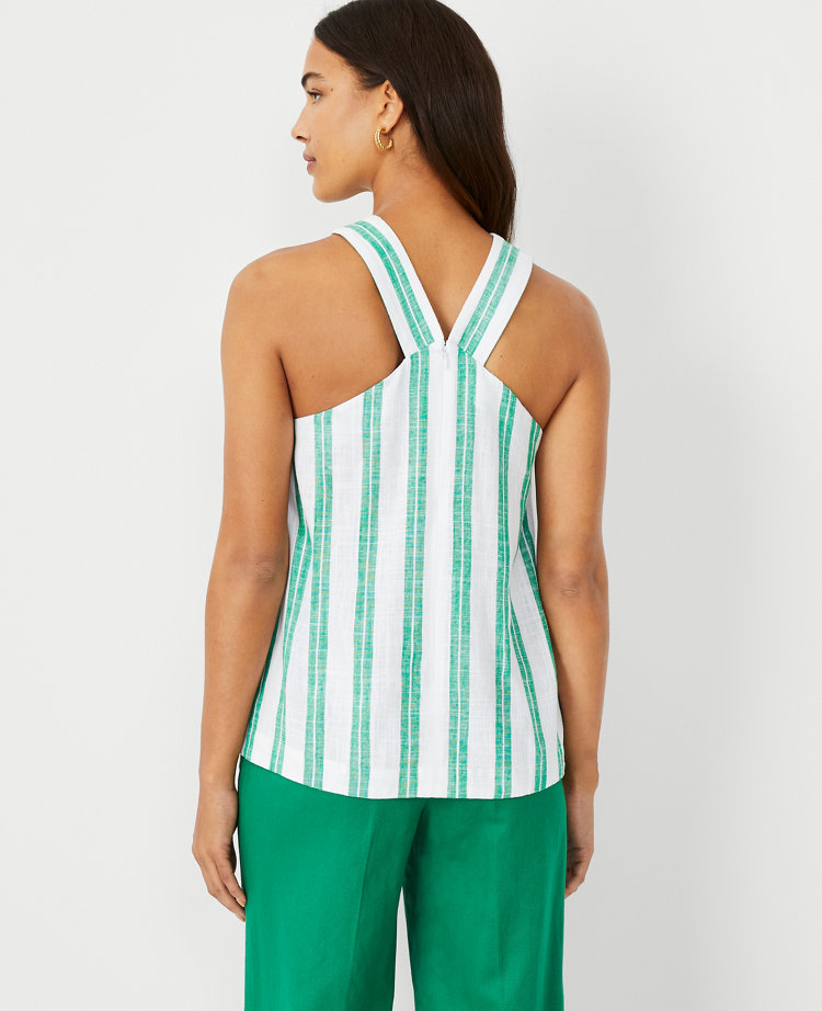 Striped Cross Front Halter Top