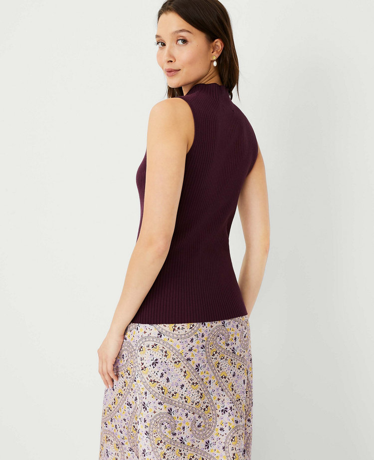 Petite Ribbed Mock Neck Sweater Shell