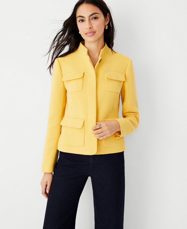 Petite Mock Neck Patch Pocket Jacket