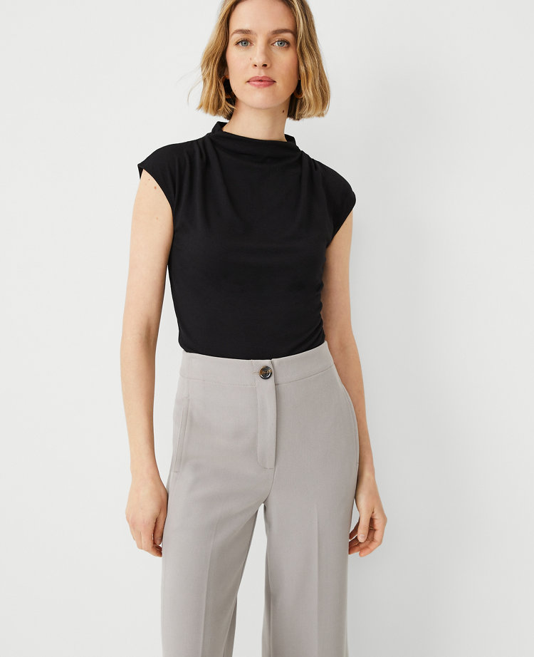 Petite Draped Mock Neck Shell