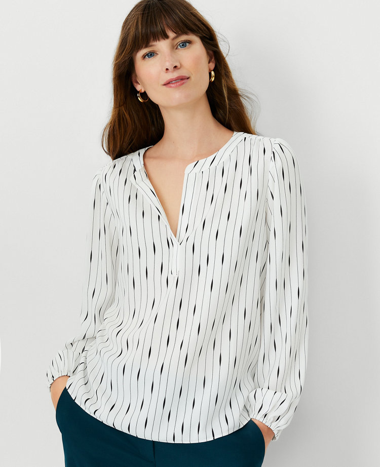 Petite Paisley Split Neck Popover