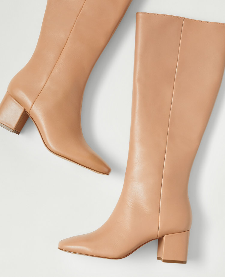 Block Heel Leather Boots