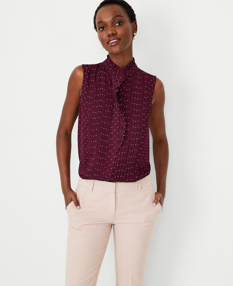Pindot Ruffle Pintucked Popover Shell