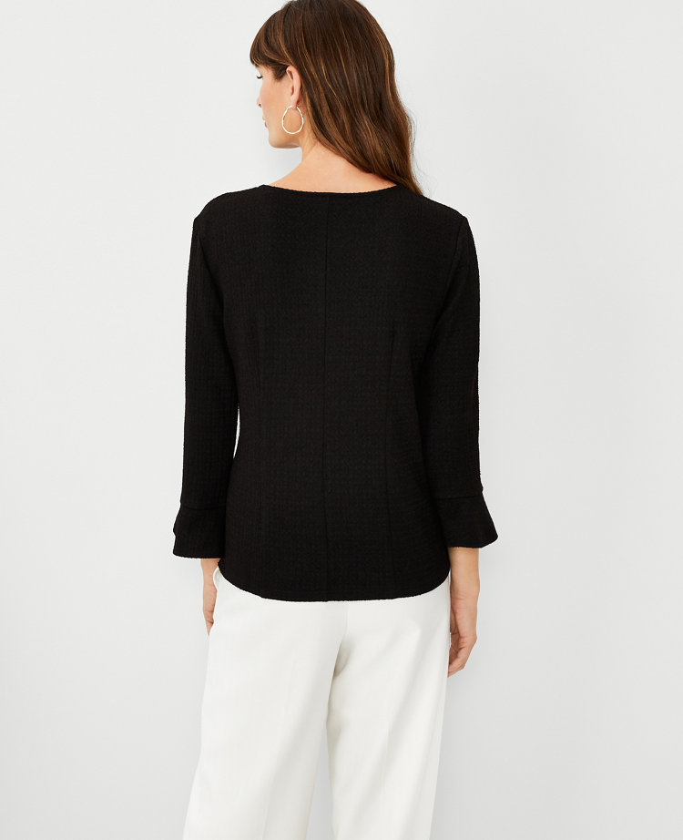 Tweed Flounce Cuff Top