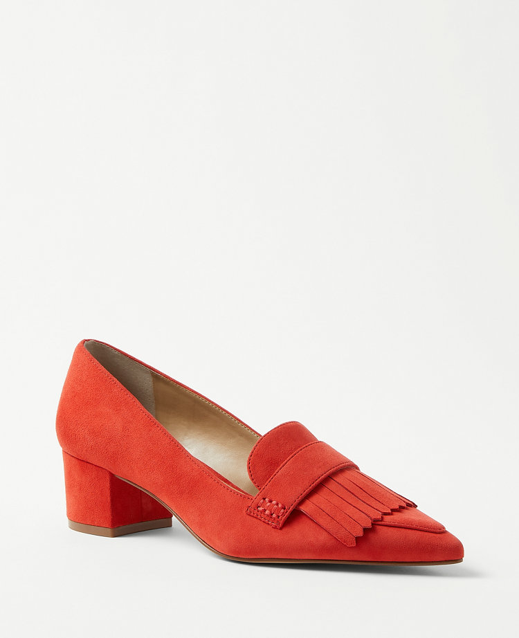 Kiltie Suede Block Heel Pumps