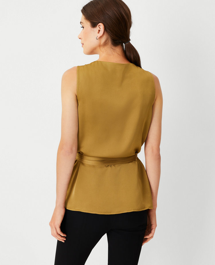 Belted Cowl Neck Shell