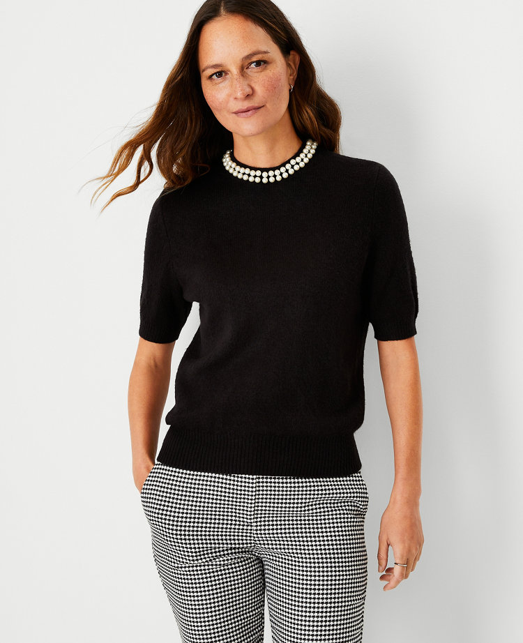 Pearlized Trim Sweater Tee