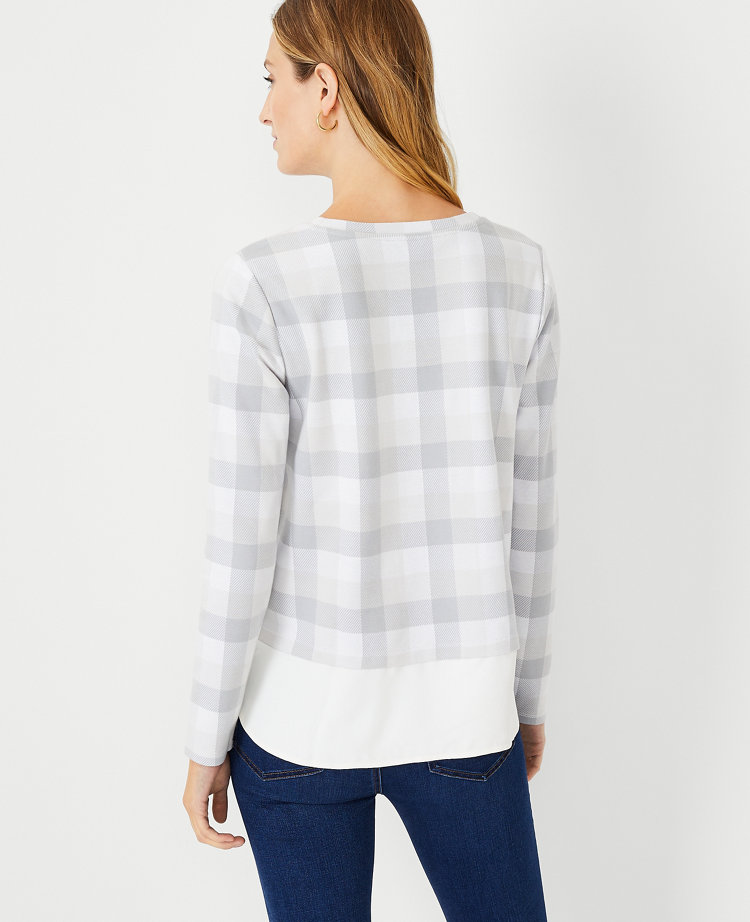 Checked Mixed Media Layered Top