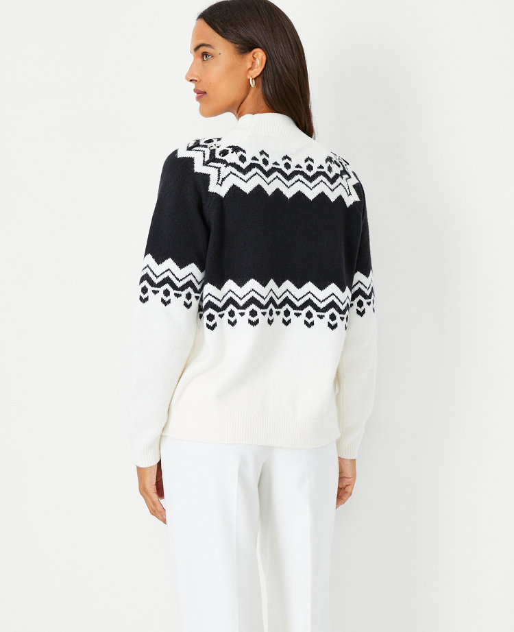 Jeweled Fair Isle Turtleneck Sweater