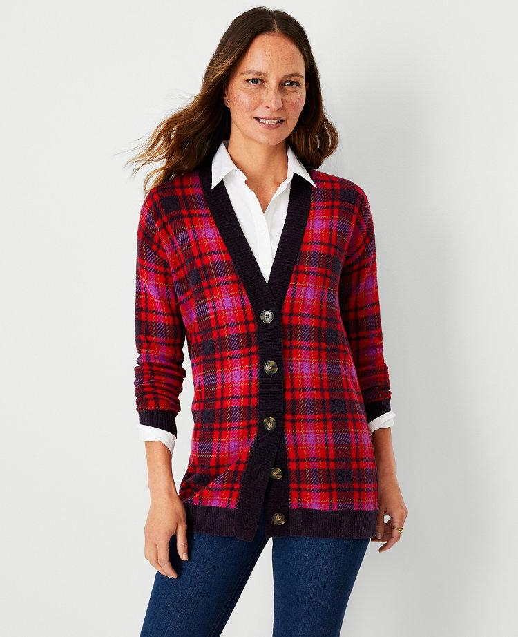 Plaid Boyfriend Cardigan