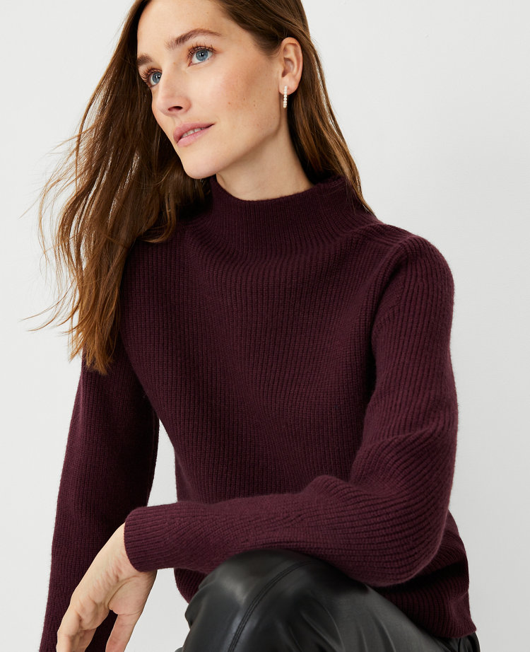 Petite Ribbed Mock Neck Sweater