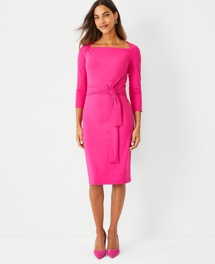 Petite Refined Stretch Tie Waist Dress