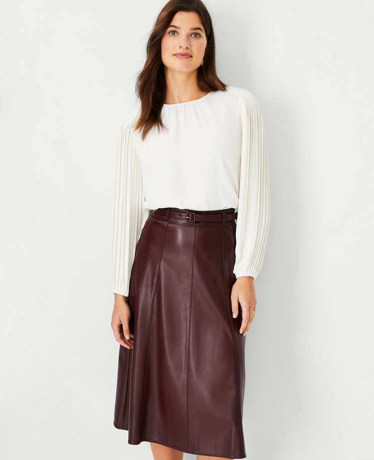 Mixed Media Pleated Sleeve Top