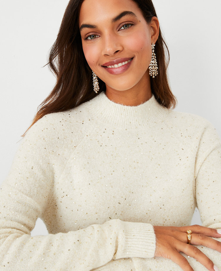 Shimmer Mock Neck Sweater