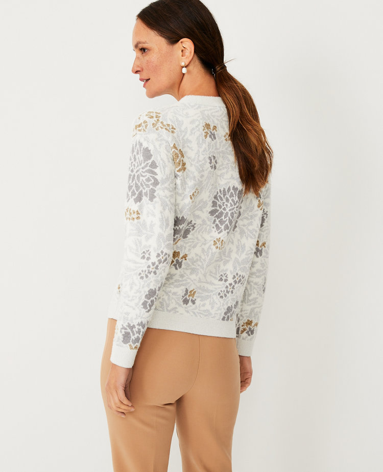 Shimmer Floral Jacquard Sweater