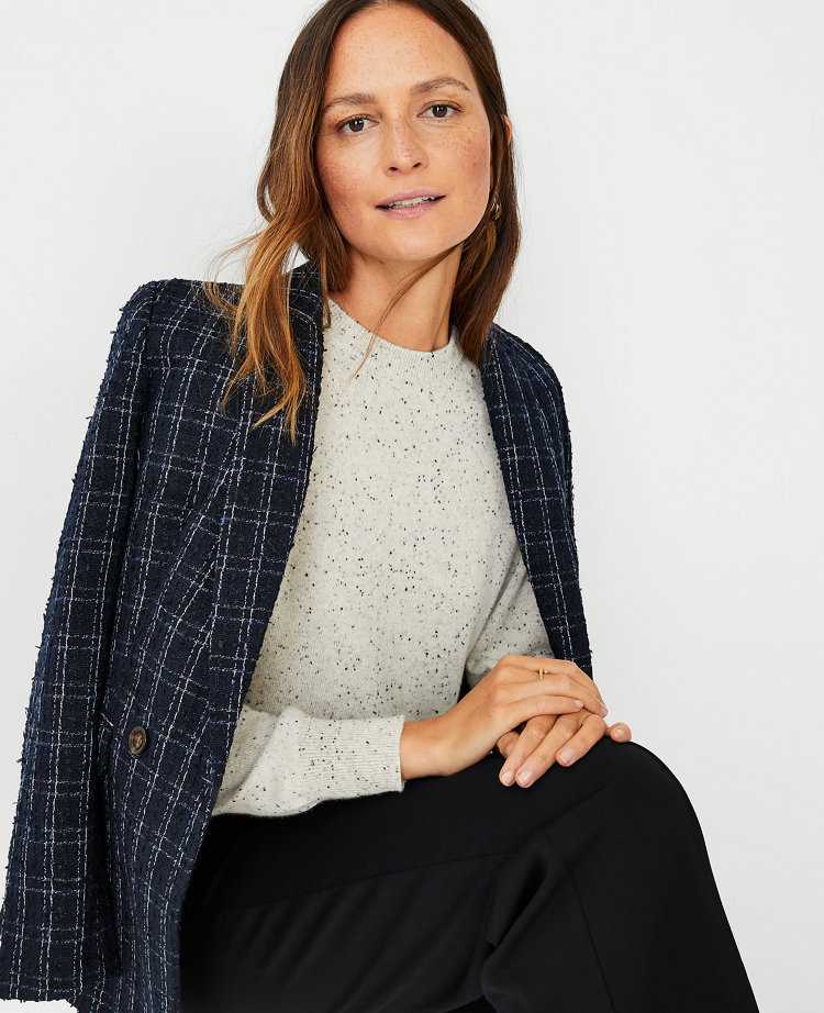 Flecked Cashmere Crew Neck Sweater
