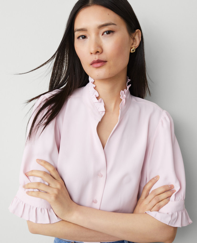 Silky Ruffle Collar Blouse