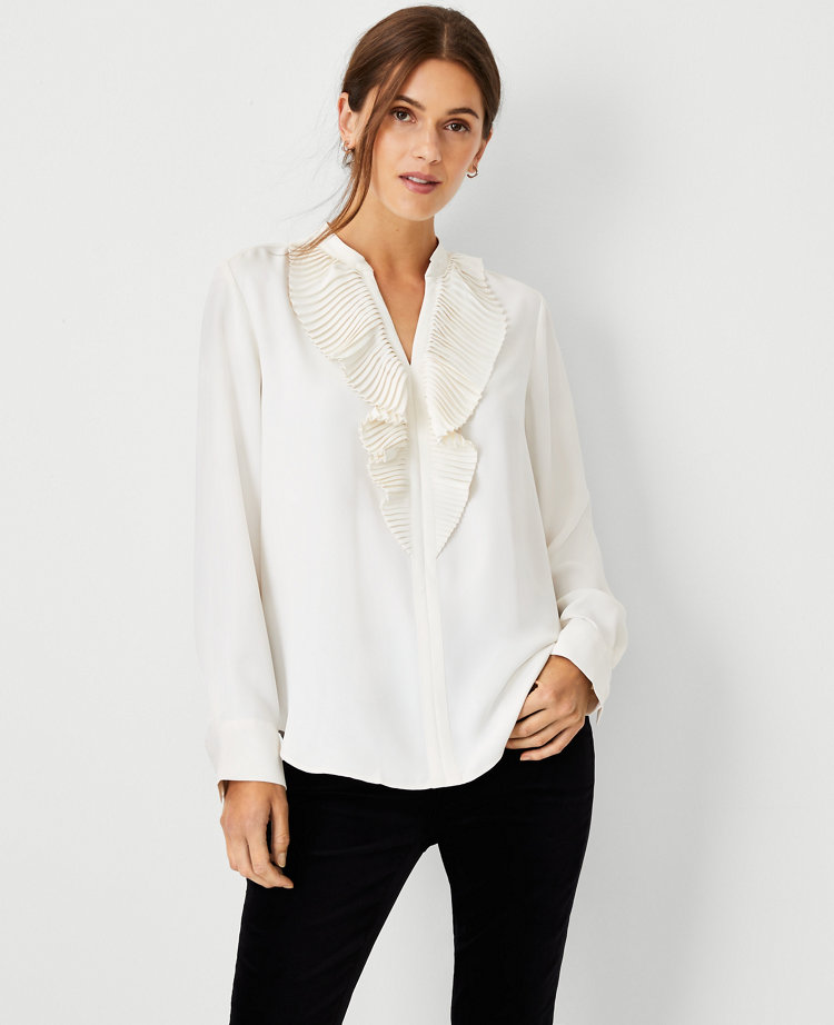 Pleated Ruffle Blouse
